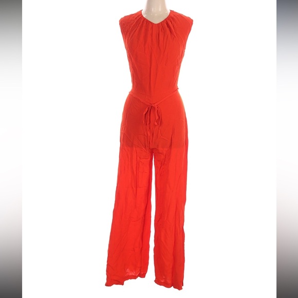 Zara | Pants & Jumpsuits | Zara Vibrant Red Low Back Jumpsuit | Poshmark